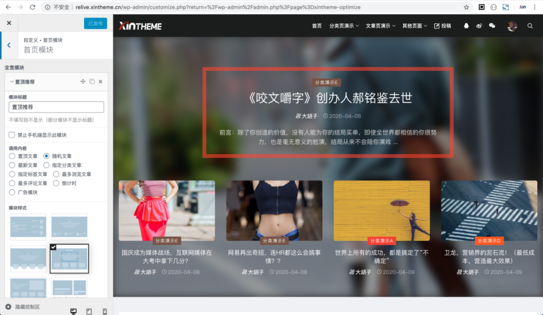 Relive - 数十种布局样式，真正模块化的WordPress主题 - Npcink